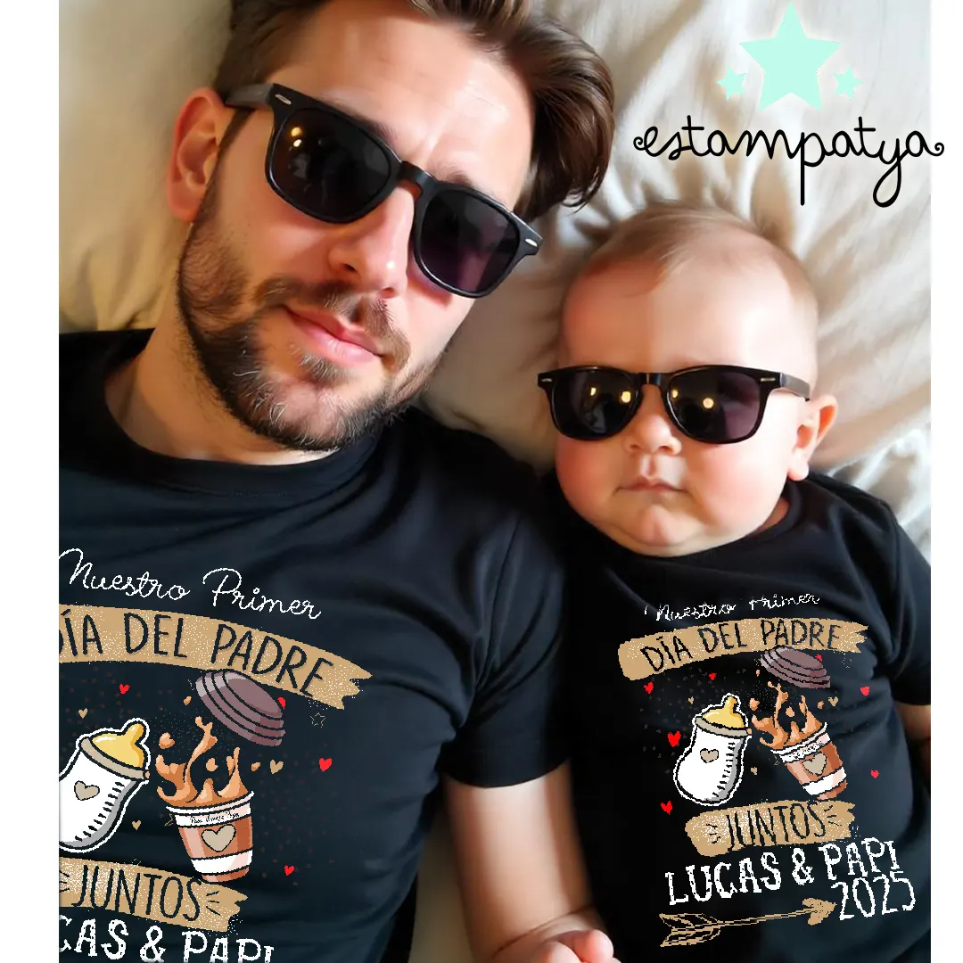 Camisetas "nuestro primer día del padre café" ⋆ Estampatya