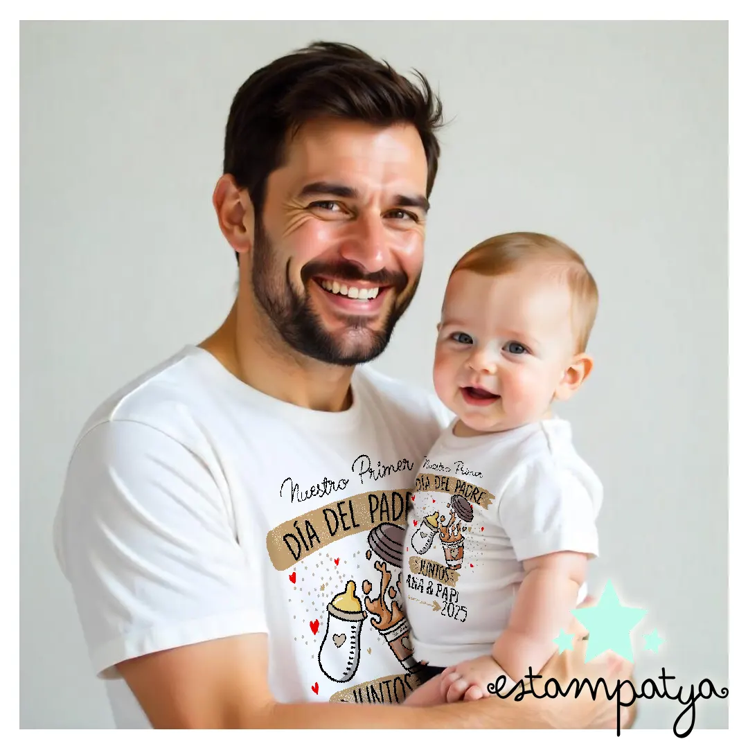 Camisetas "nuestro primer día del padre café" ⋆ Estampatya